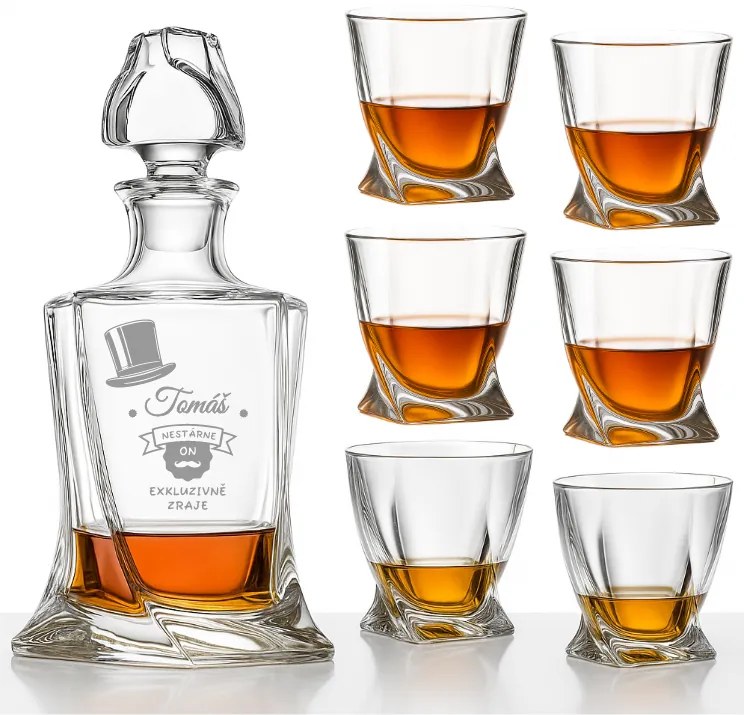 Dekorant Bohemia Crystal křišťálový whisky set s gravírováním ON NESTÁRNE 1+6