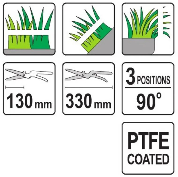 Nůžky na trávu 330 mm 3 pozice (90°)