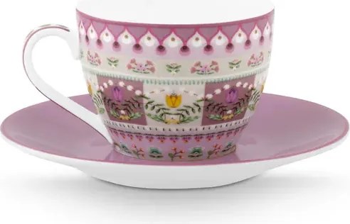 Pip Studio Lily & Lotus sada 2ks espresso šálků s podšálky 100ml, lila (sada 2 hrnků v dárkovém balení)