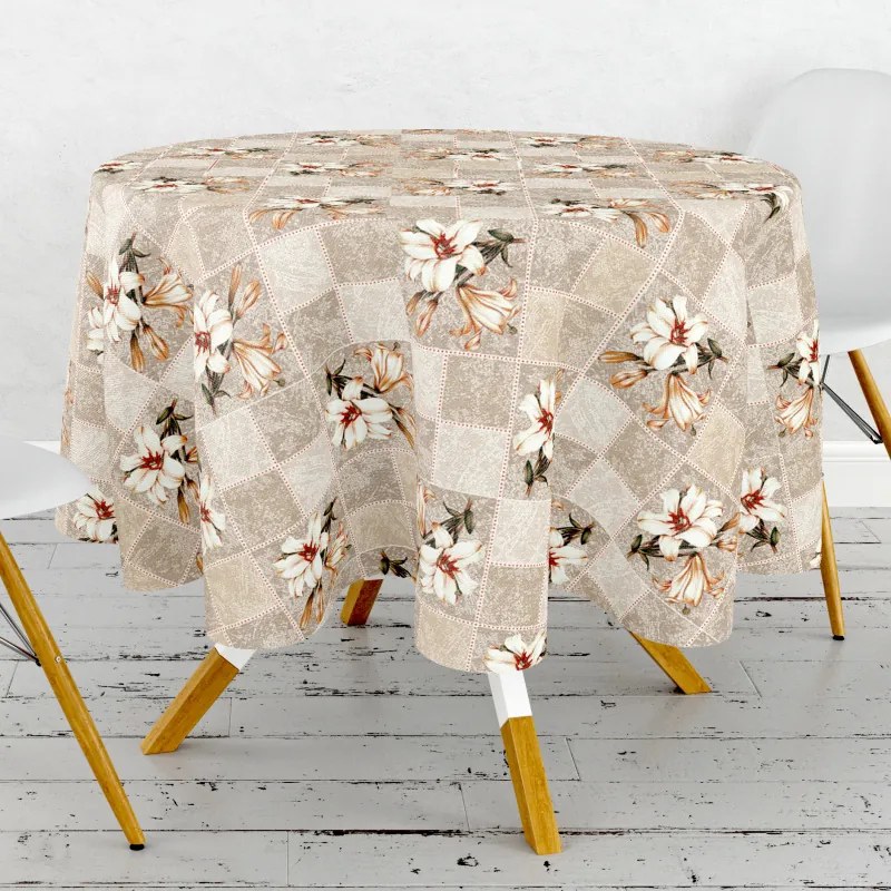 Ubrus PVC kulatý DE-118A – Liliová elegance (různé velikosti)