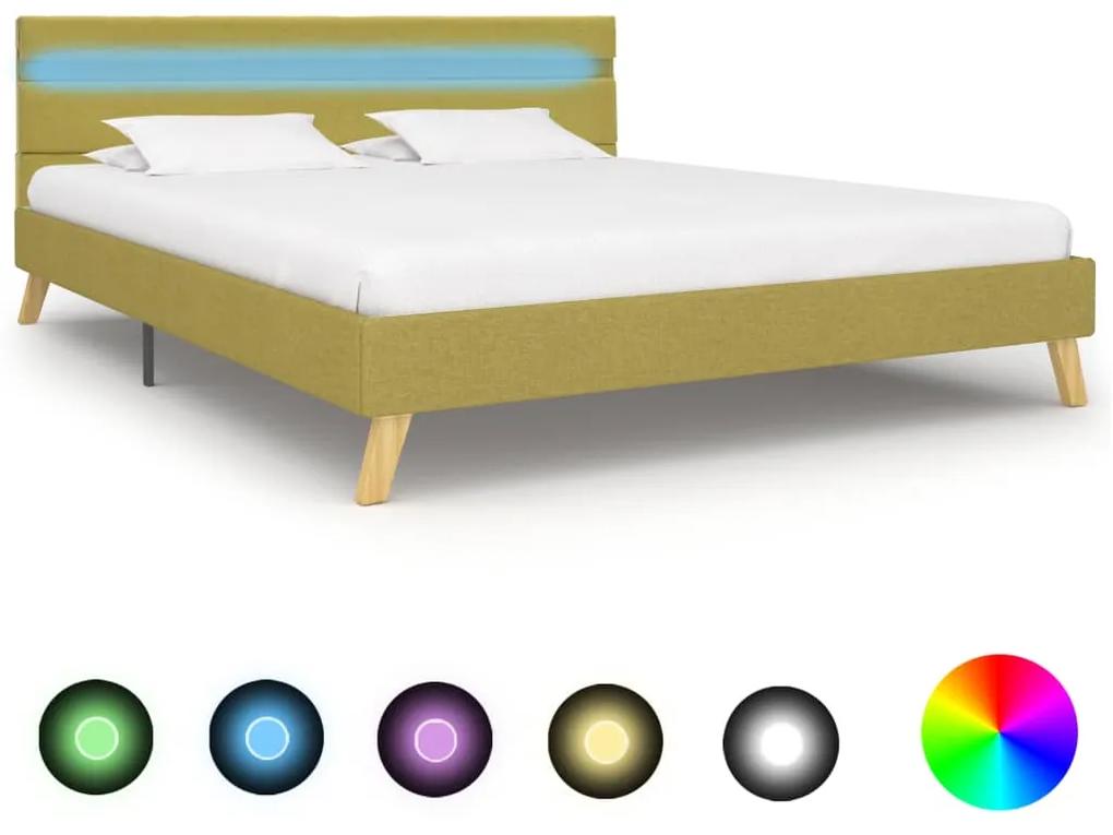 284860 vidaXL Rám postele s LED světlem zelený textil 120 x 200 cm