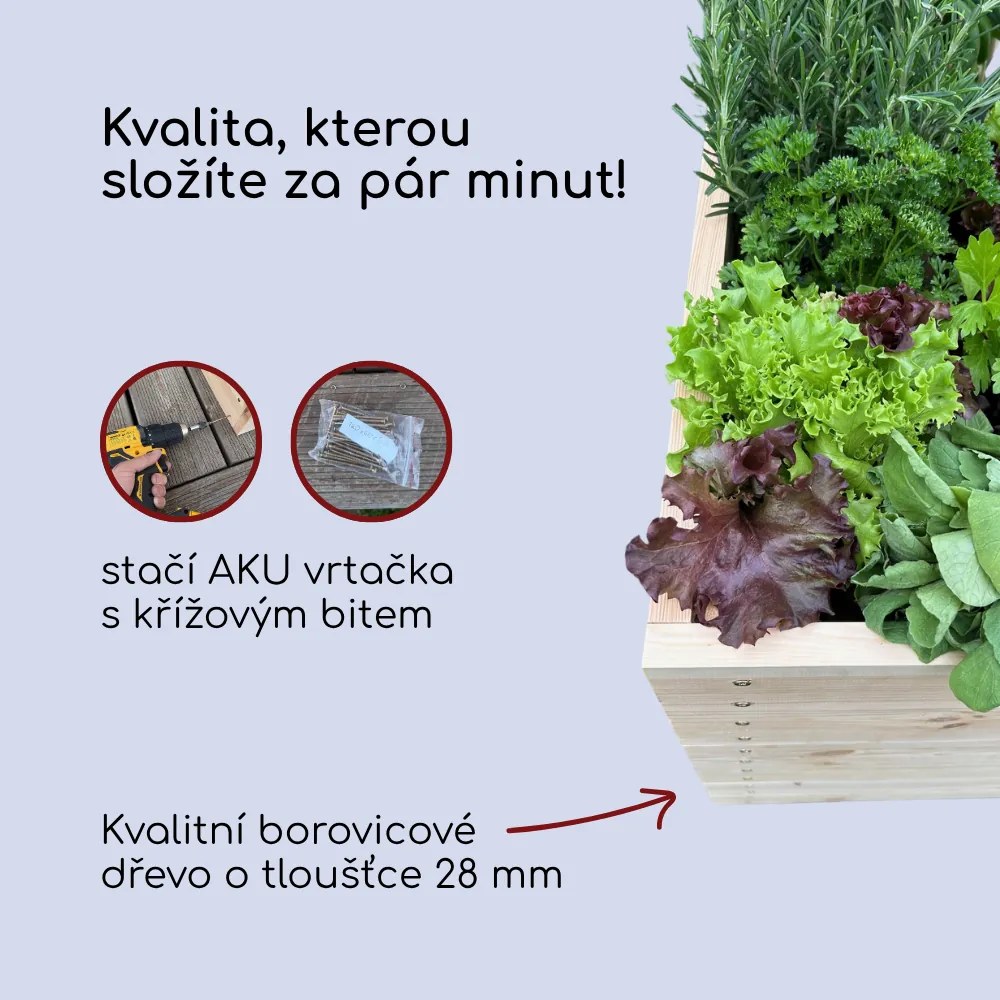 Vingo Dřevěný vyvýšený záhon Rozměry (cm): 120x80x20