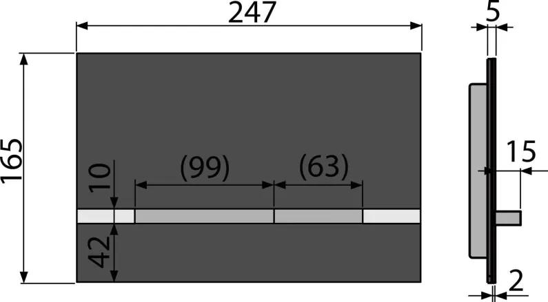 ALCA Ovládací tlačítko pro předstěnové instalační systémy, sklo-černá STRIPE-GL1204