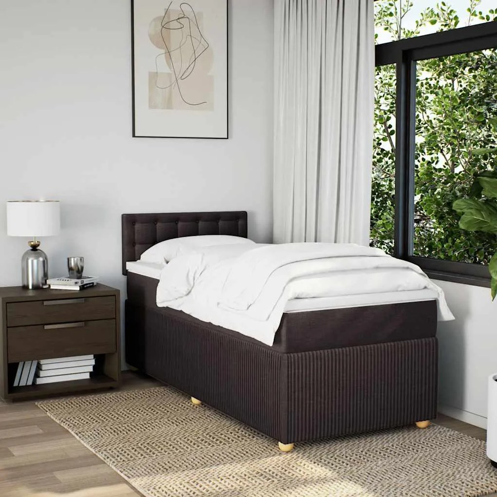 Box spring postel s matrací tmavě hnědá 90x200 cm textil 3289656