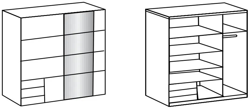Šatní skříň se zrcadlem Emden, 135 cm, prkenný dub/grafit