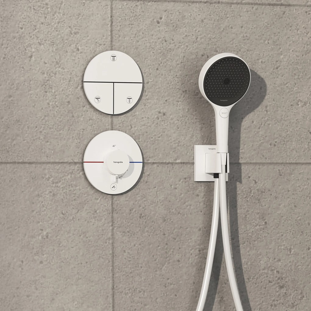 Hansgrohe ShowerSelect Comfort S, termostat pod omítku pro 1 spotřebič a další výtok, bílá matná, HAN-15562700