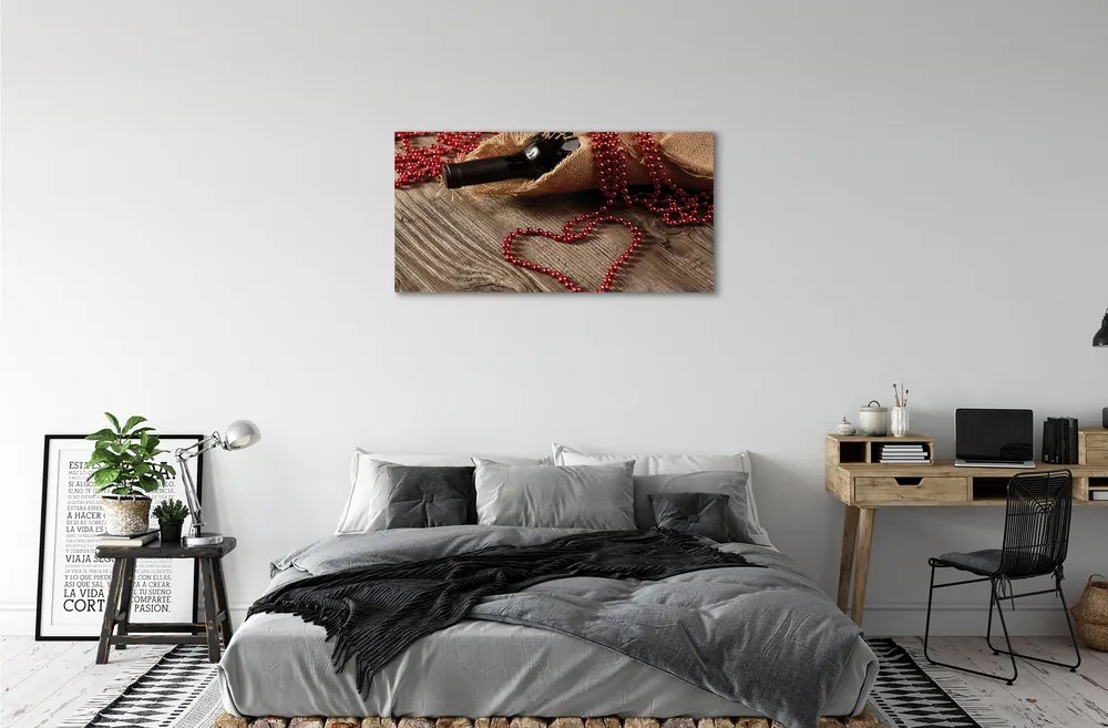 Obrazy na plátně Víno srdce korály 120x60 cm