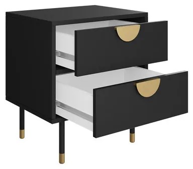 Noční stolek Tevois 2SZ, Barva dřeva: černá