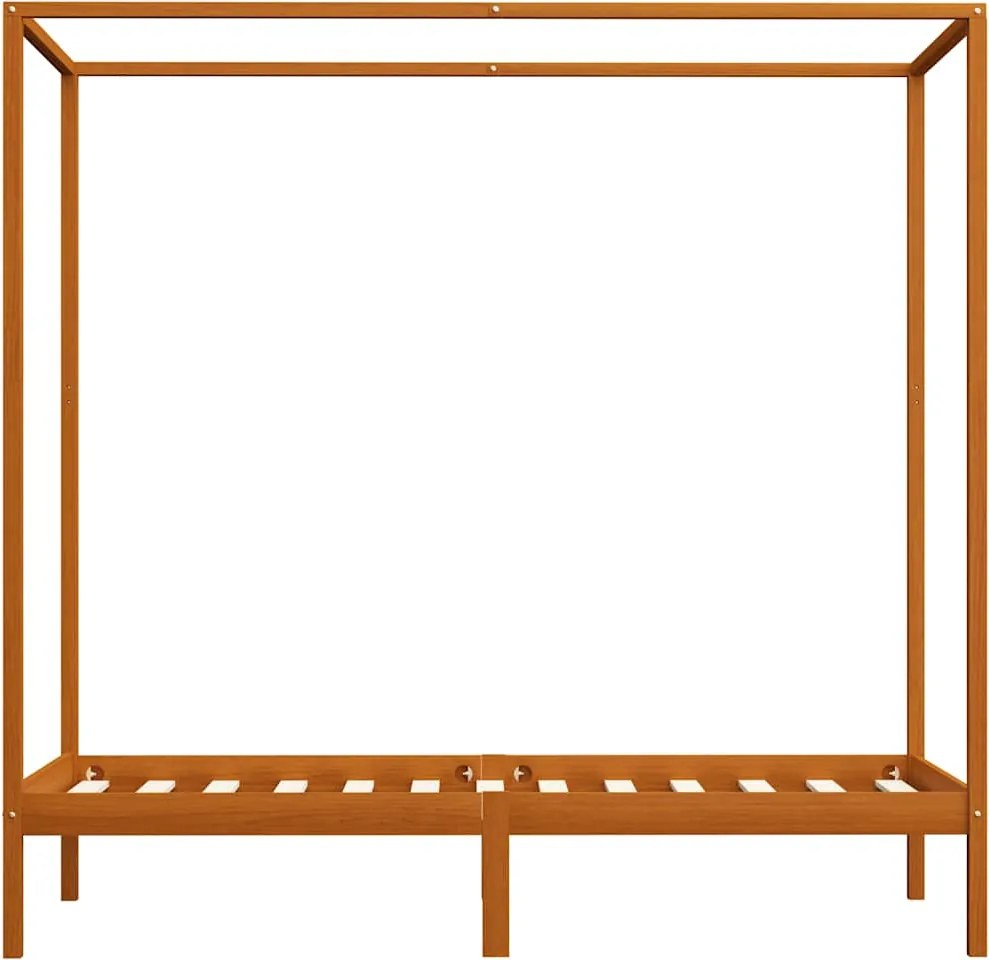 Rám postele s nebesy medově hnědý masivní borovice 100 x 200 cm 283257