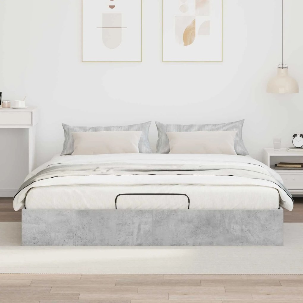 Ottoman postel Betonově Šedá 160 x 200 cm Dřevěný materiál 3409216