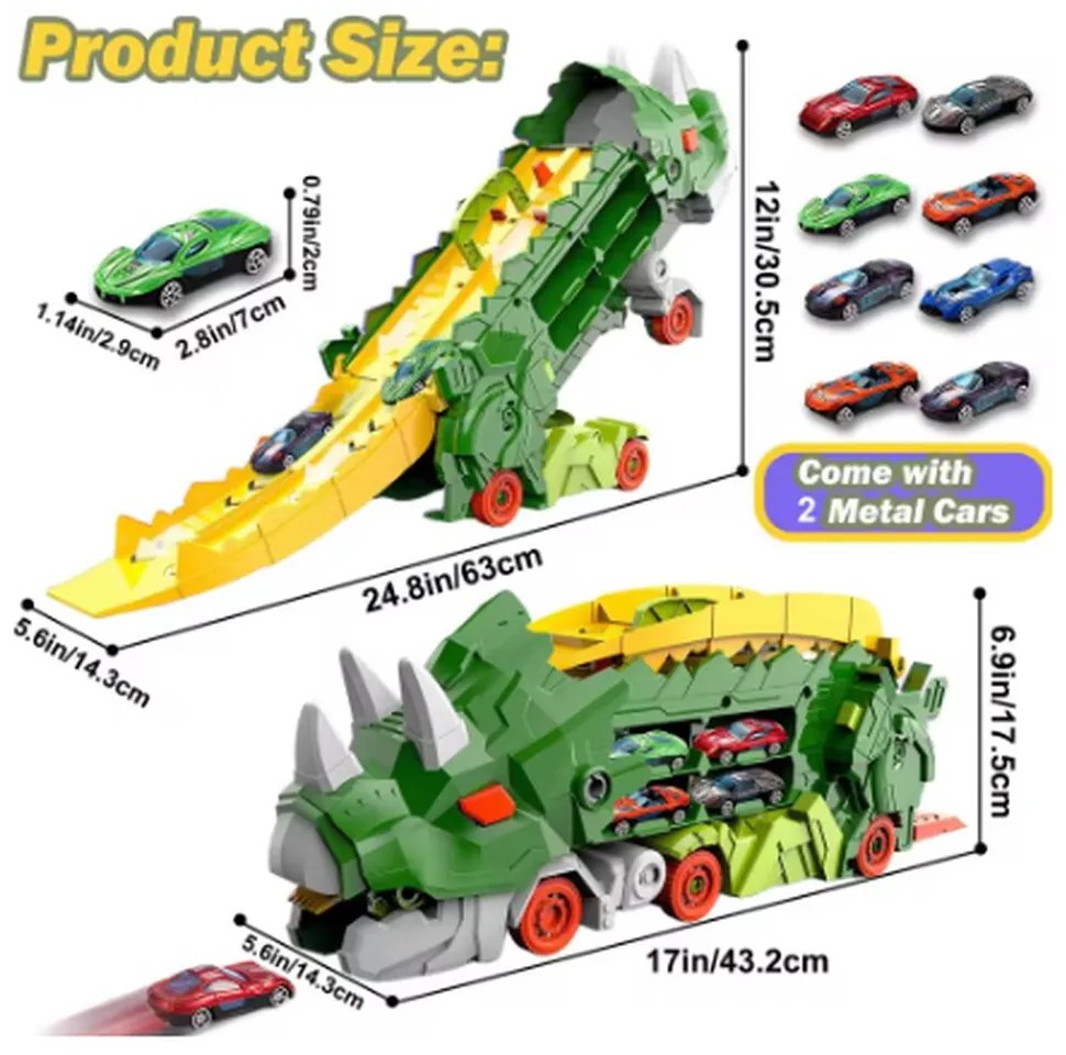 Dino Track Set: autodráha ve tvaru dinosaura s kovovými autíčky Barva: zelená