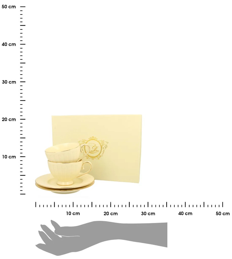 Porcelánový šálek na noze s podšálkem Ecru Nina 220 ml sada 2ks