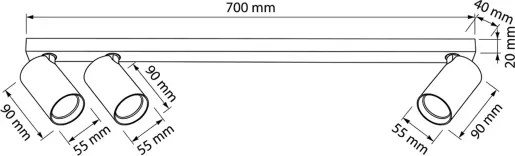 Brilagi - Bodové svítidlo SELE LONG 3xGU10/30W/230V černá