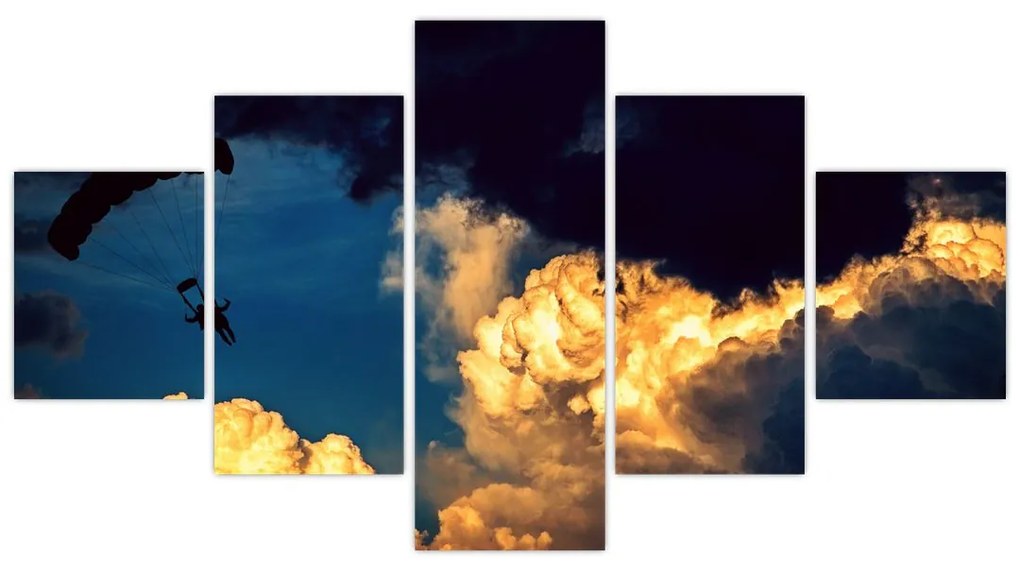 Obraz parašutisty v oblacích (125x70 cm)