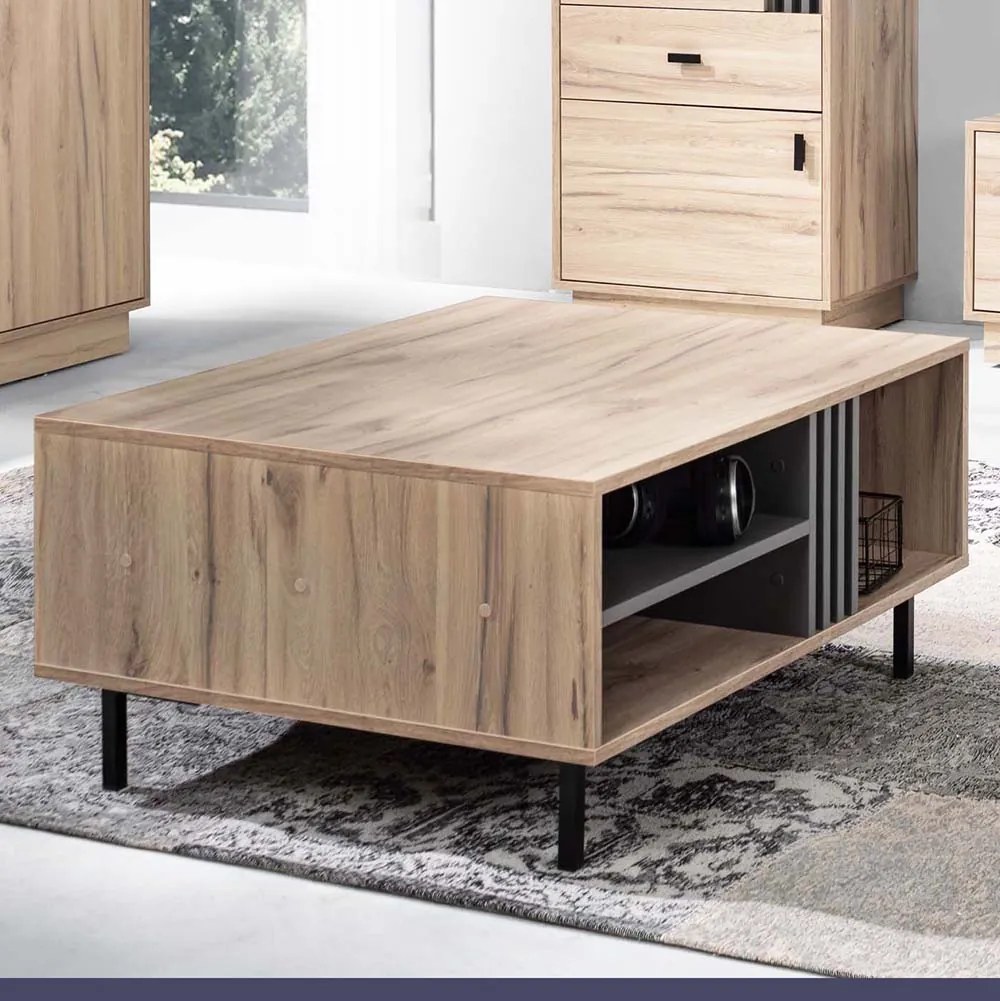 Obývací stěna ALLMO | sestava C | 5 dílů | 335 cm + stolek 90x70 cm | dub estana/antracit