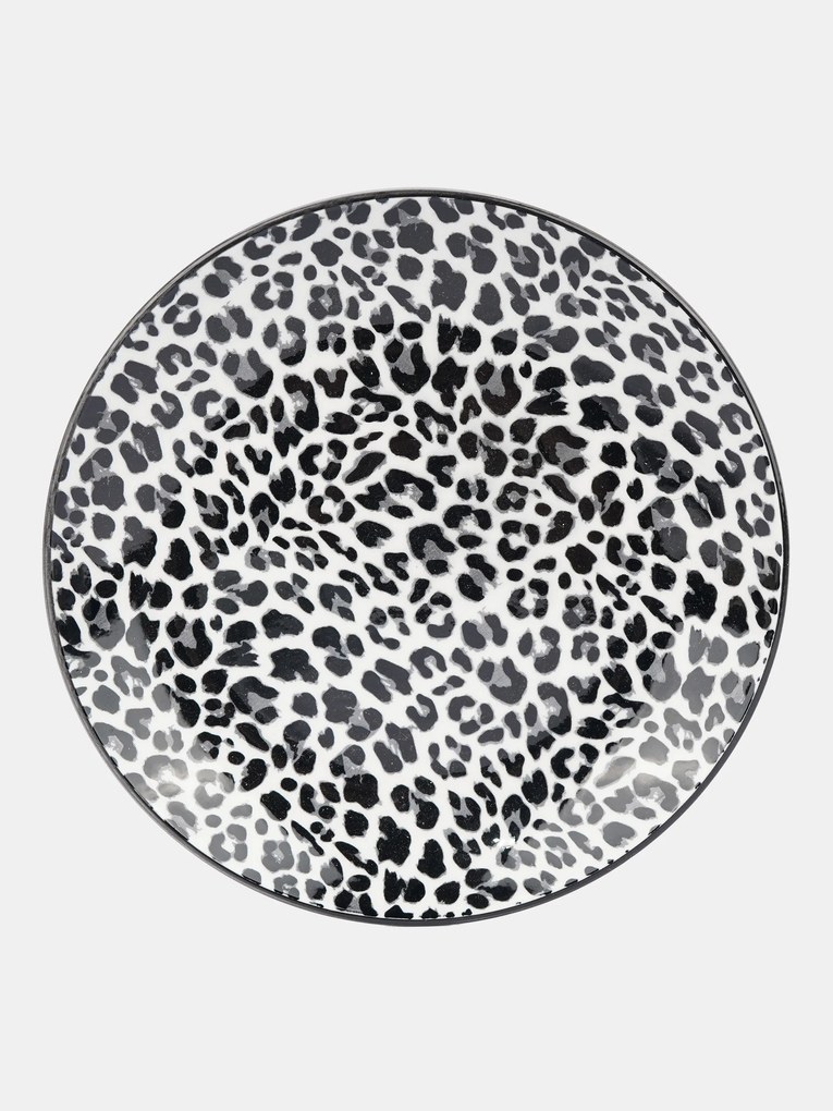 Sinsay - Keramické talíře s leopardím vzorem 2 pack - černá