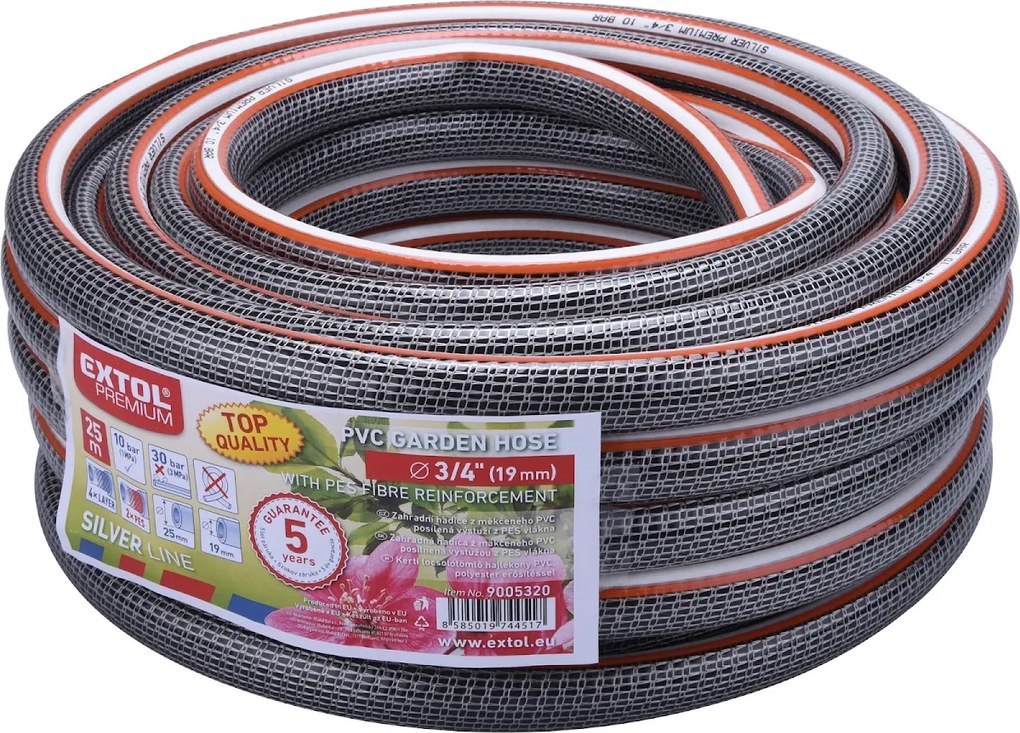 Hadice zahradní neprůhledná SILVER, 3/4", 25 m, 240 g/m EXTOL PREMIUM 9005320
