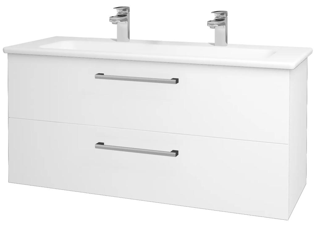 Dřevojas Koupelnová skříň GIO SZZ2 120 Varianta: N01 Bílá lesk / Úchytka T01 / D06 Ořech