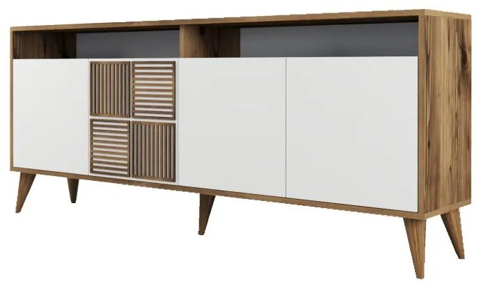 TV stolek MILAN, 180 x 78,6 x 35 cm, ořech, bílá