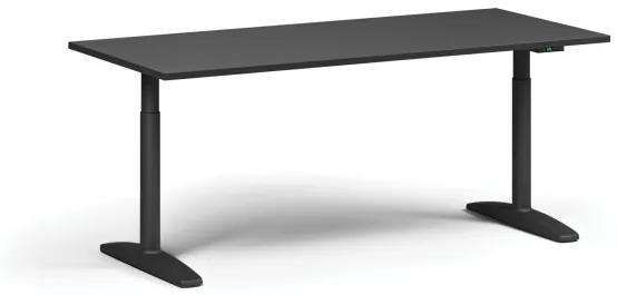 Výškově nastavitelný stůl OBOL, elektrický, 675-1325 mm, deska 1800x800 mm, černá zaoblená podnož, grafit