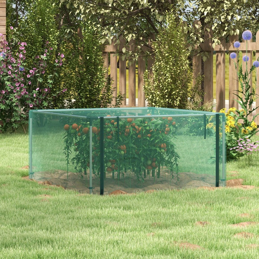 Outsunny Zahradní síť 1,25 x 1,25 m, Stan na ochranu rostlin se zipem, Ochranná síť proti hmyzu, Zelená síť na zeleninu odolná vůči větru, Ochranná s…