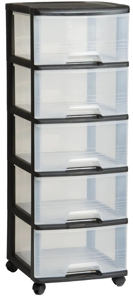 Curver Regálek se Šuplíky černý 5x20, šířka 37 cm