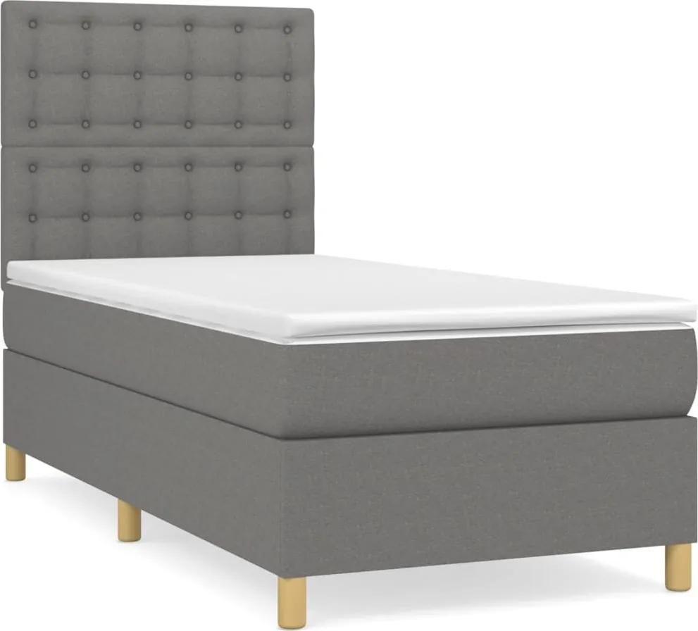 vidaXL Box spring postel s matrací 90x200 cm textil [3142626] Barva: Tmavě šedá