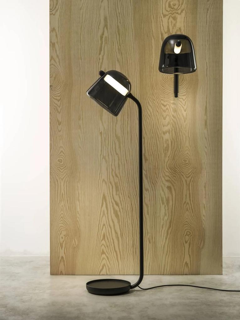 Nástěnná lampa Brokis Mona medium Wall PC970, 4000K Kabel: Textilní bílý, Povrch Montury: Bílý matný komaxit, Barva skla: Černá - transparentní sklo