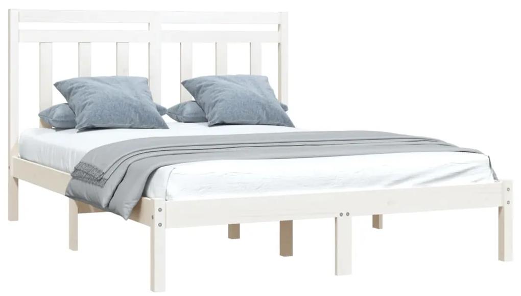 Rám postele bílý masivní dřevo 140 x 190 cm,  3105231 HangarStore.cz