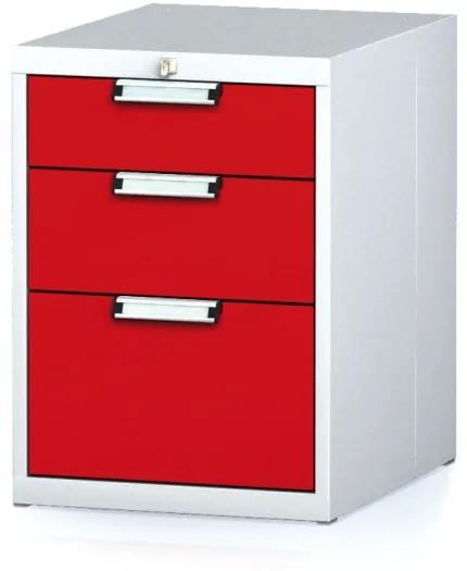 Alfa 3 Dílenský zásuvkový box na nářadí MECHANIC, 3 zásuvky, 480 x 600 x 662 mm, červené dveře