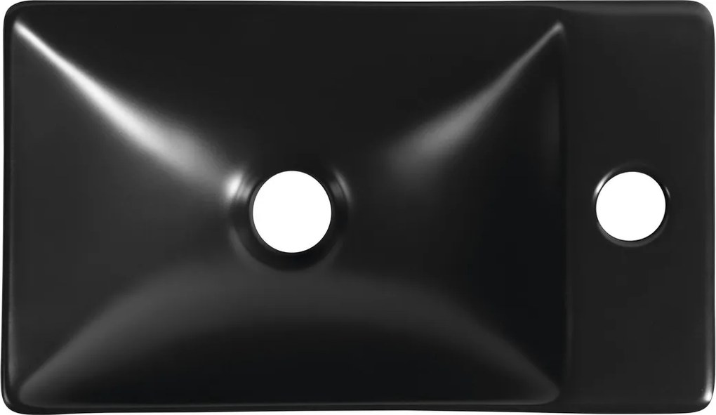 Sapho Sapho, MARGITHA keramické umyvadlo 38x22cm, otvor pro baterii vpravo, černá mat, MGT3822B