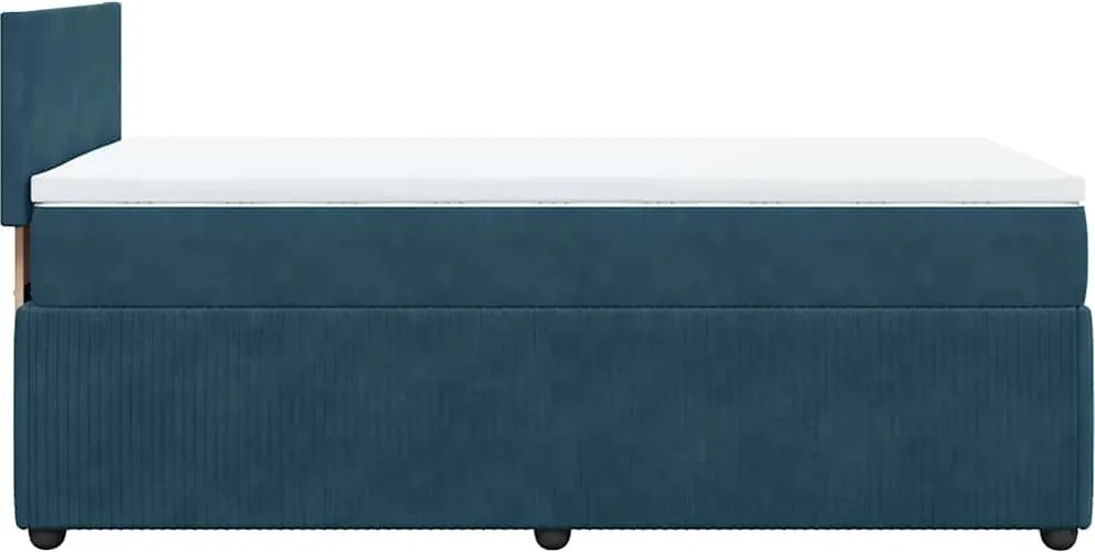 Box spring postel s matrací modrá 100 x 200 cm samet 3289960