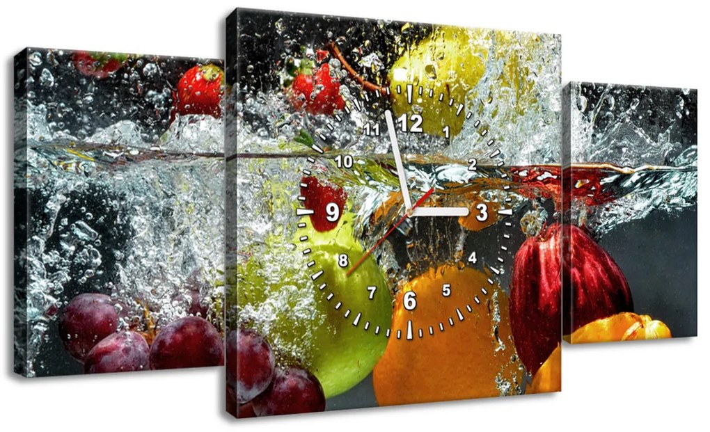 Gario Obraz s hodinami Sladké ovoce - 3 dílný Rozměry: 100 x 70 cm