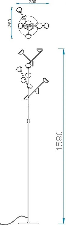 Mantra 6421 Adn, stojací lampa s vypínačem, 30W 3000K, černá, výška 158cm