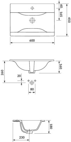 Cersanit Ontario, zapuštěné keramické umyvadlo 60x45cm, bílá, K669-002