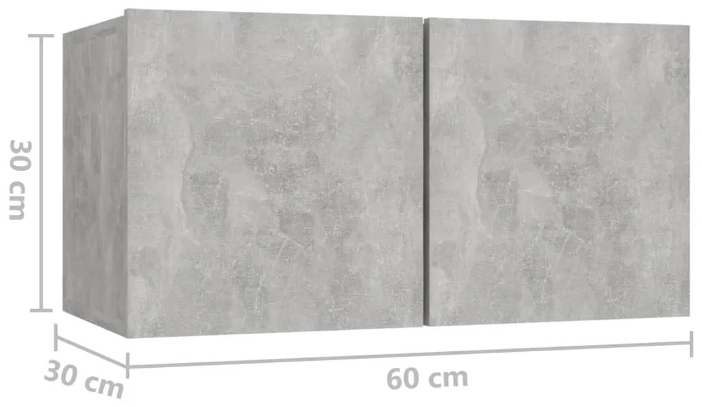 vidaXL Závěsné TV skříňky 2 ks betonově šedé 60 x 30 x 30 cm