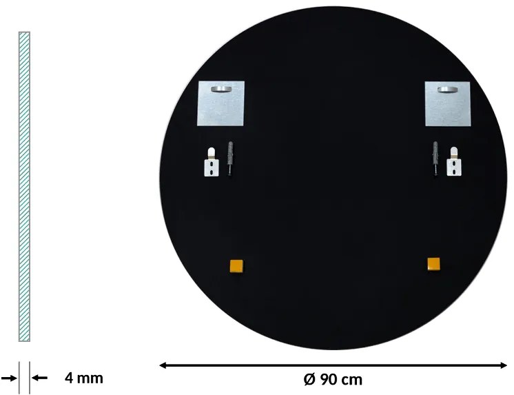 Kulaté nástěnné zrcadlo bez rámu na zeď fi 90 cm