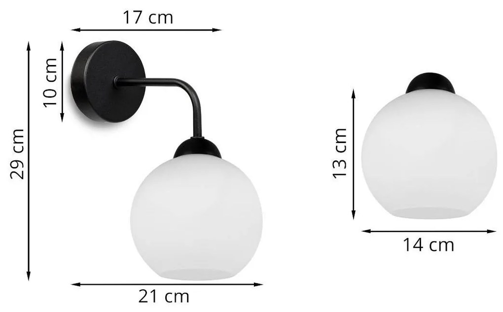 Nástěnné svítidlo Eliza, 1x bílé skleněné stínítko