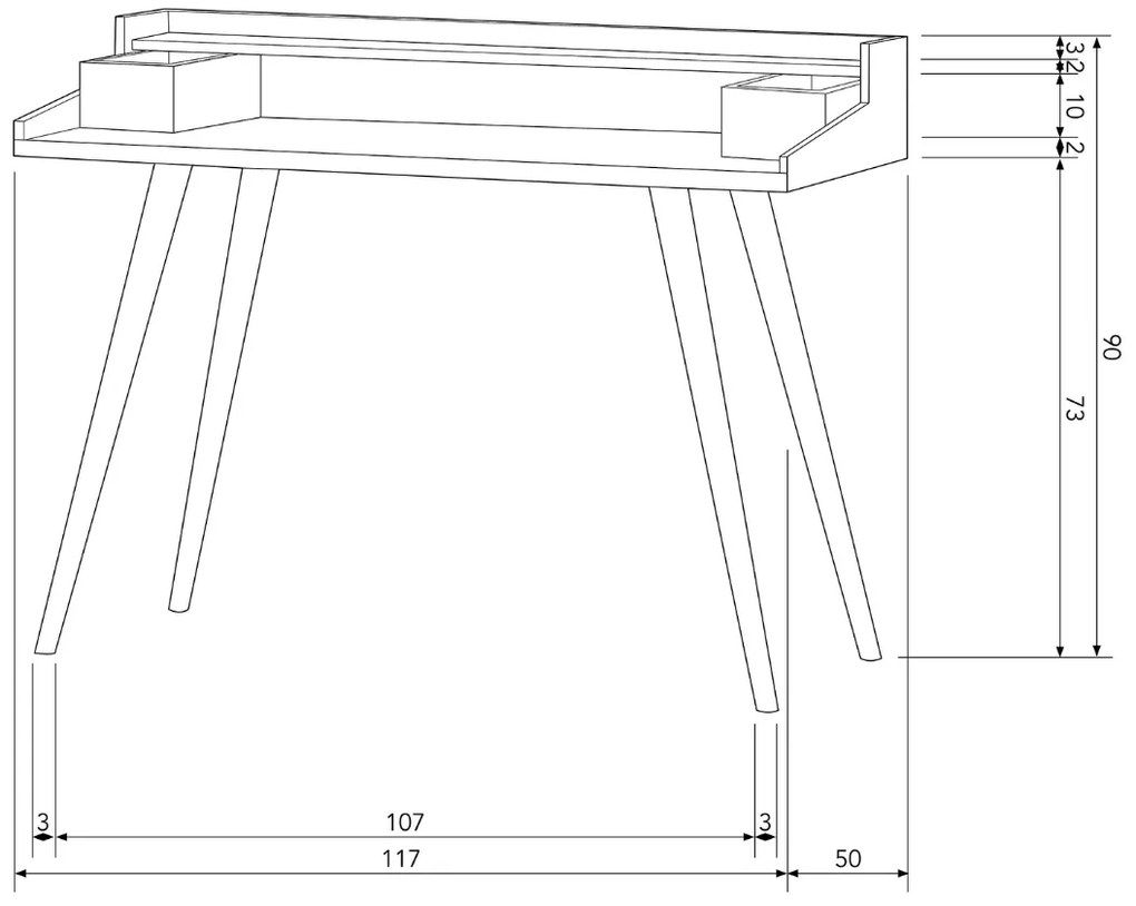 Hoorns Akáciový pracovní stůl Rack 117 x 50 cm