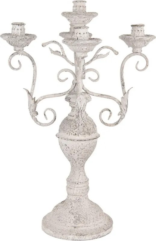 Bílý antik kovový svícen Brantes - 29*58 cm