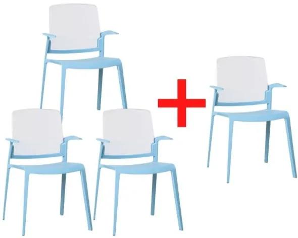 Plastová židle GEORGE 3+1 ZDARMA, modrá
