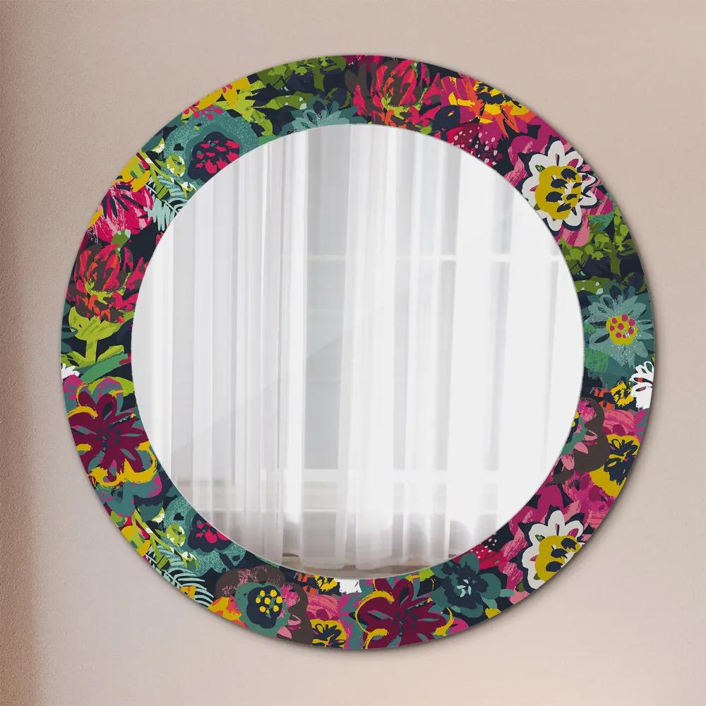 Kulaté dekorativní zrcadlo Ručně -nakládané květiny fi 60 cm