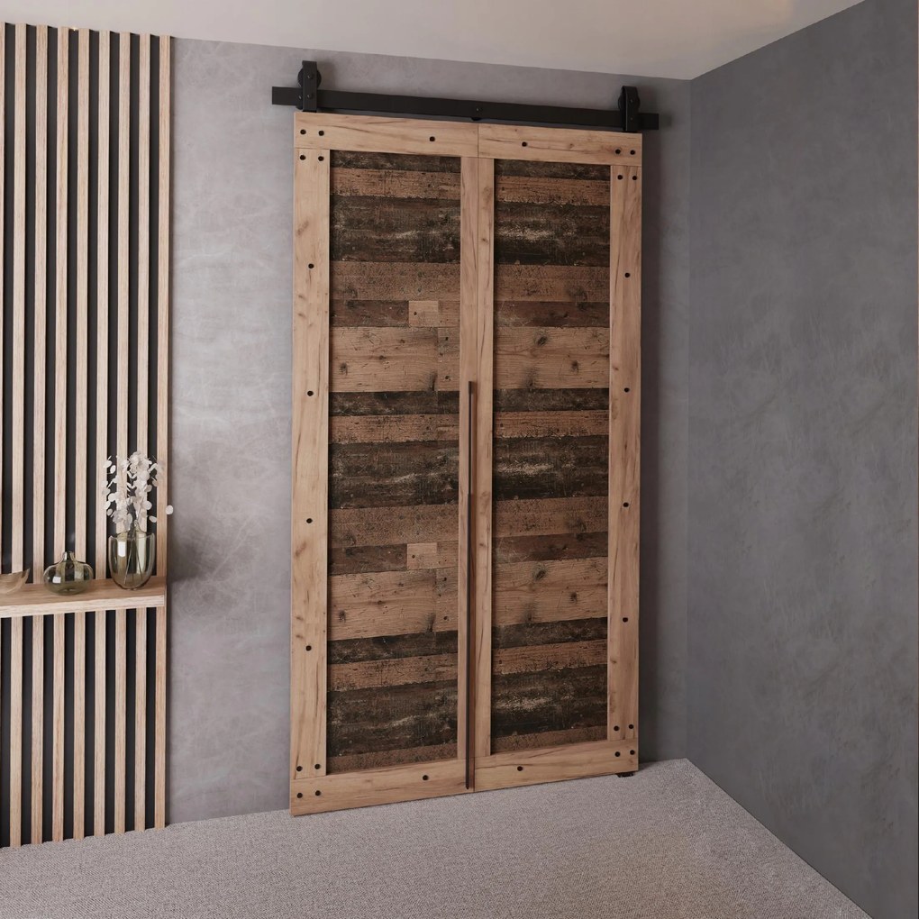 Skládací posuvné dveře QUDIO M2 dub Craft zlatý + Old Style 90