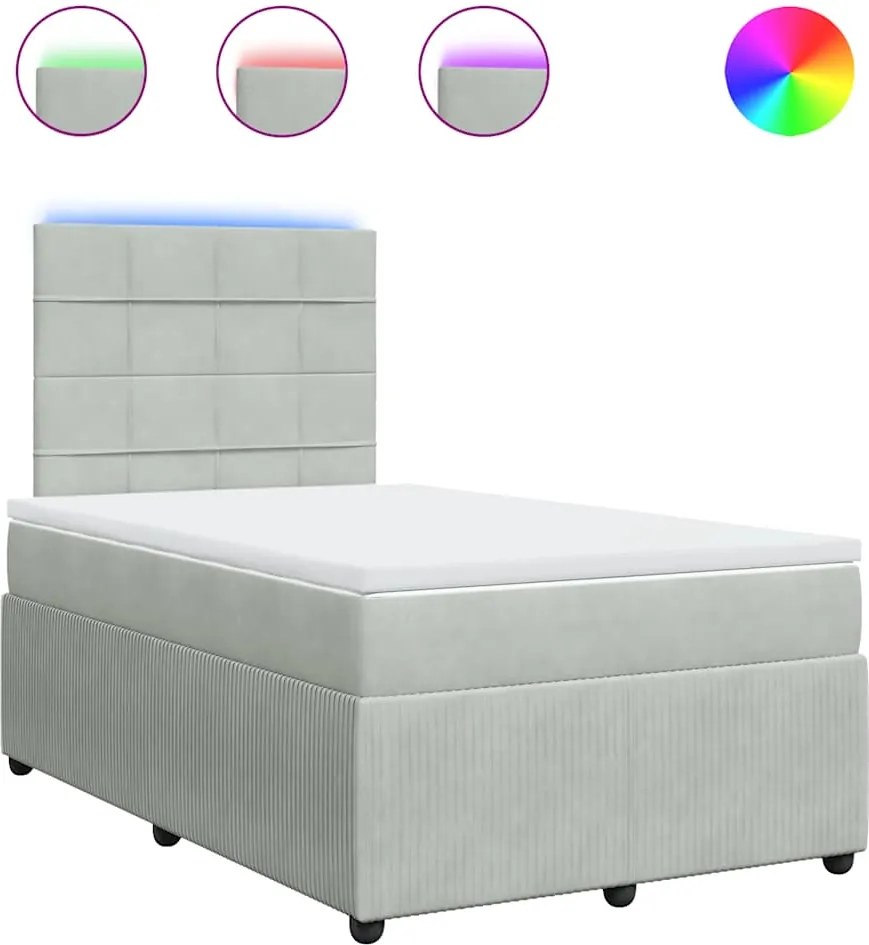 Box spring postel s matrací světle šedá 120 x 200 cm samet 3294610