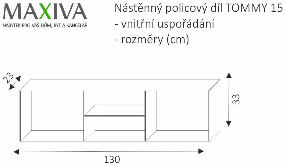 JUREK Nástěnný policový díl - TOMMY 15, grafit/enigma