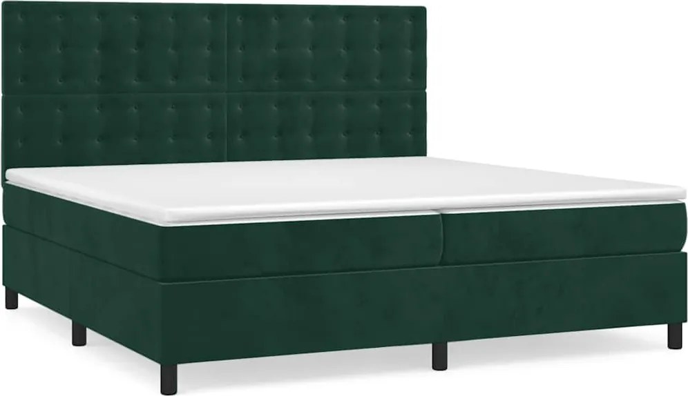 Box spring postel s matrací tmavě zelená 200x200 cm samet 3143286