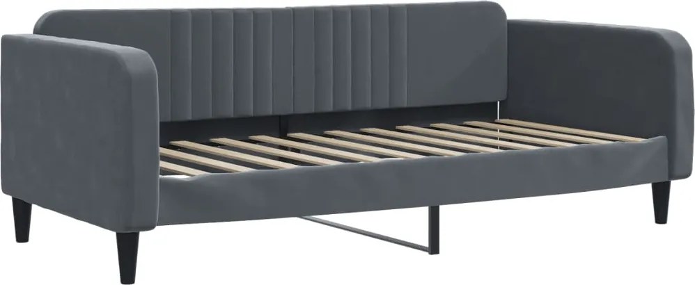 Válenda s přistýlkou a matracemi tmavě šedá 100 x 200 cm samet 3197095