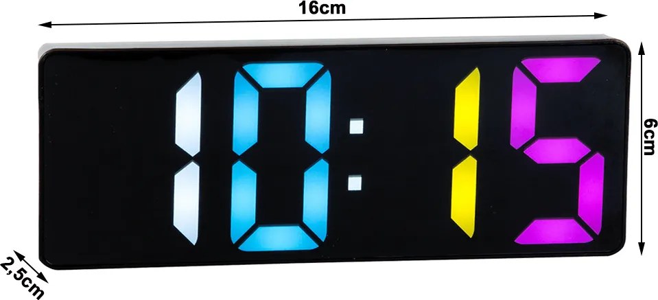 Verk Group DIGITÁLNÍ BUDÍK ELEKTRONICKÝ TEPLOMĚR BAREVNÝ BUDÍK DATUM SNOOZE