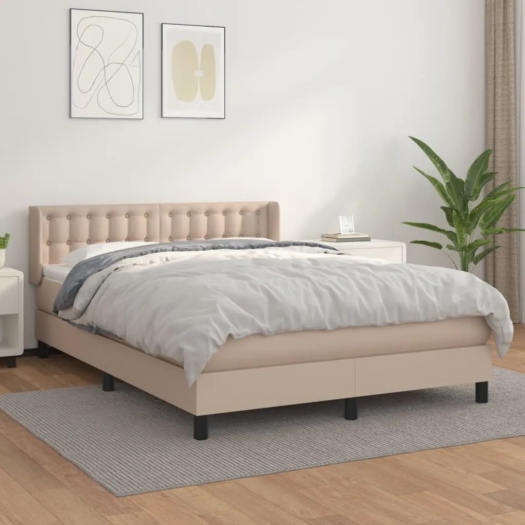 Box spring postel s matrací cappuccino 140x200 cm umělá kůže 3130786