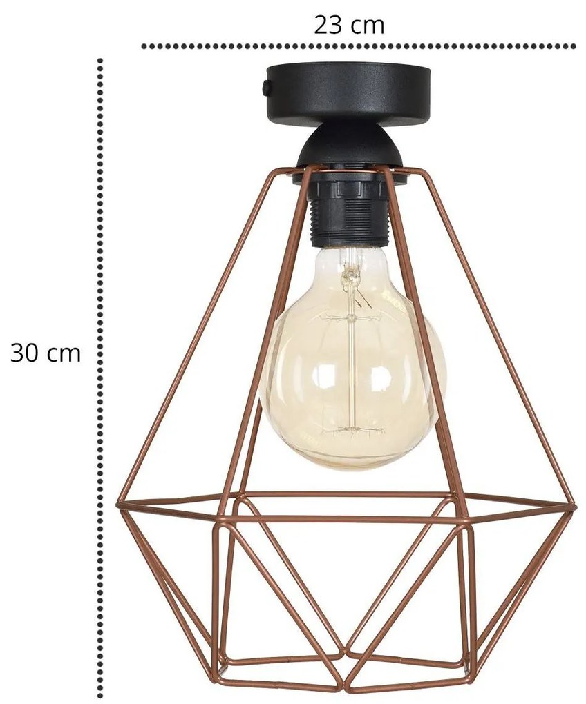 Stropní svítidlo Fusion, 1x měděné drátěné stínítko